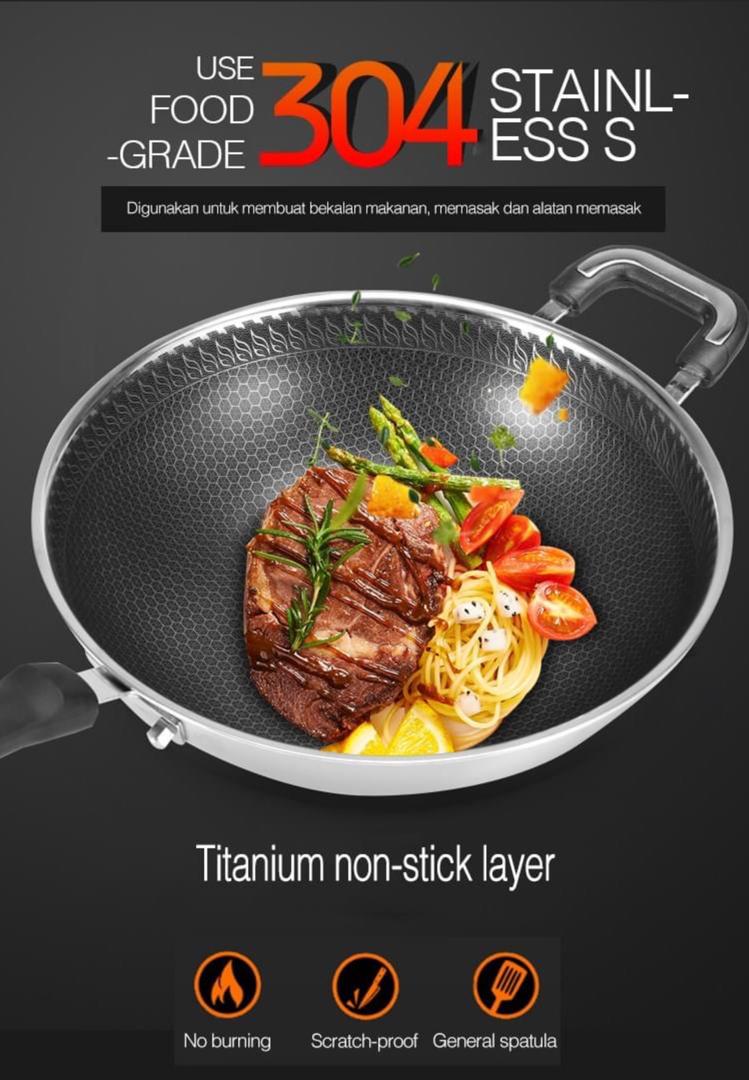 KATA Non-sticks 34cm Stainless Steel Wok – Titan Sarawak Sdn Bhd